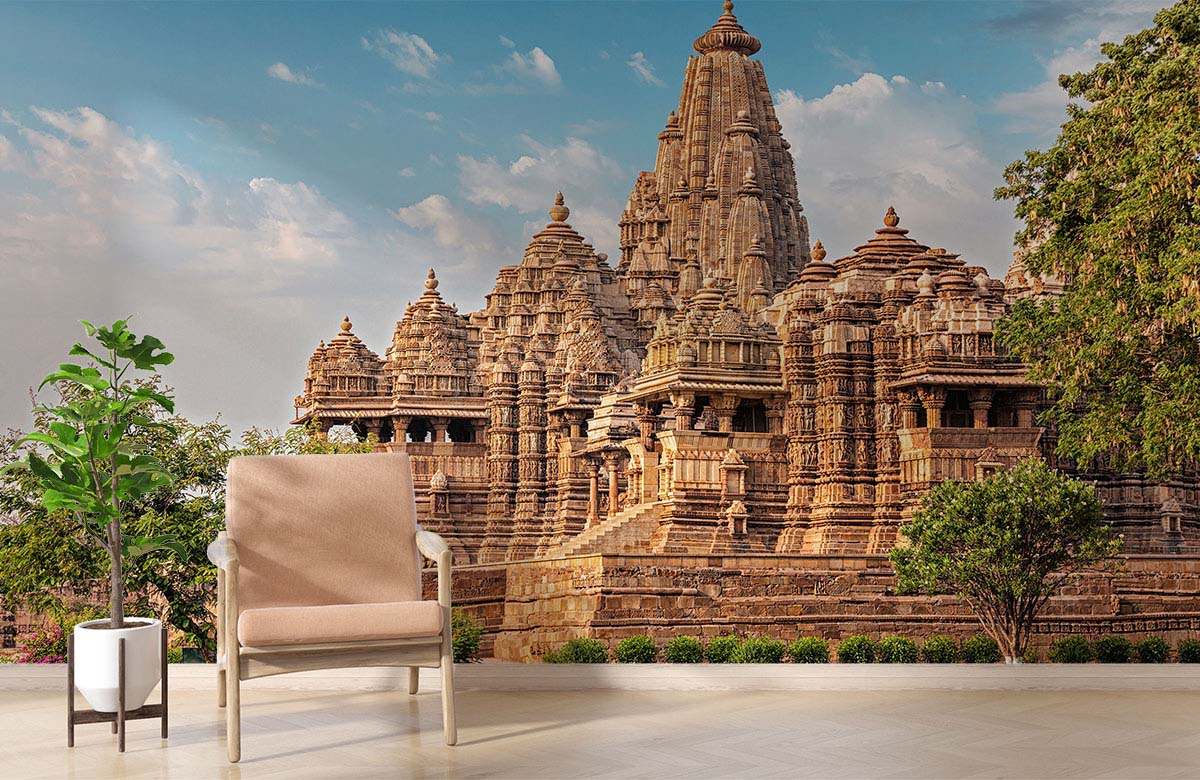 Brown Indian Khajuraho Temple Wallpaper For Walls | Morphico