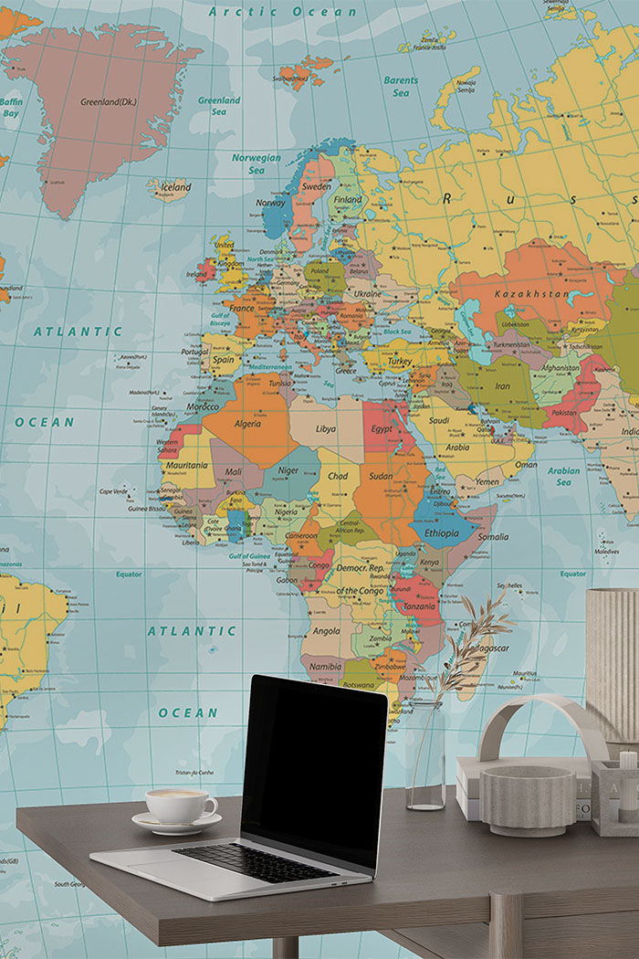 Retro World Map Wallpaper Décor | Morphico
