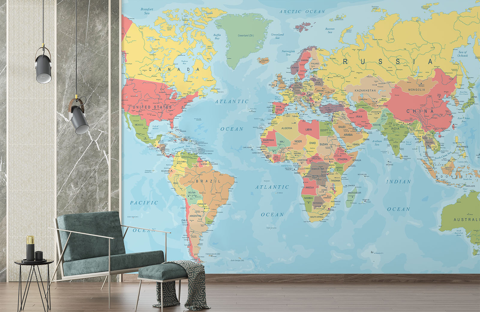 Pastel World Map Wallpaper | Morphico