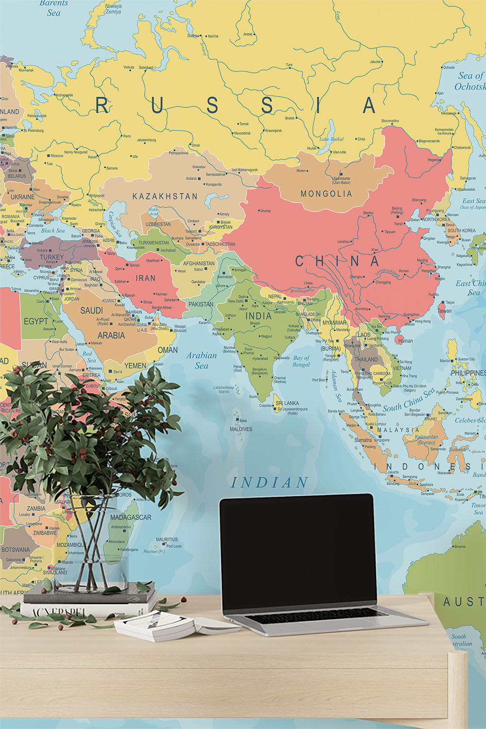 Pastel World Map Wallpaper | Morphico