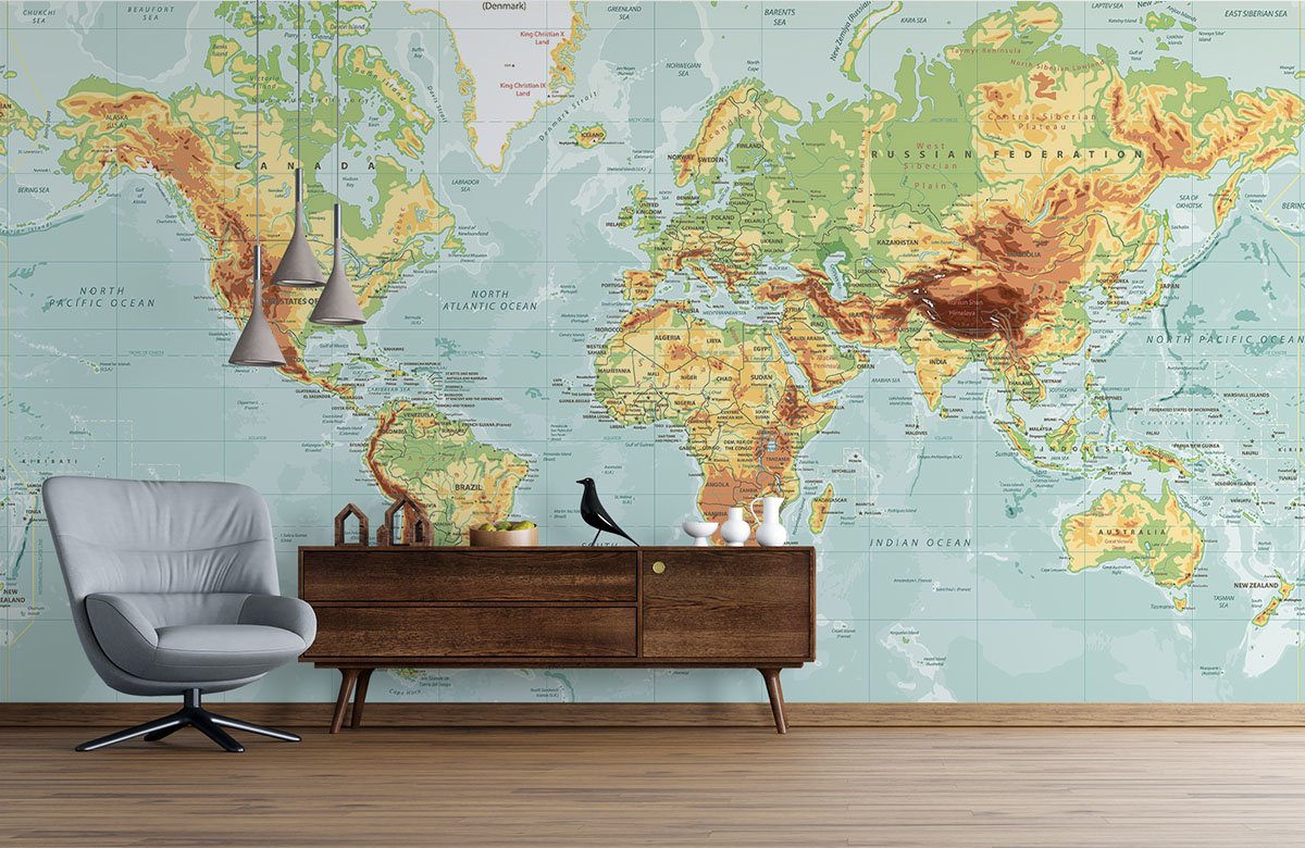 Cartography of World Map Wallpaper | Morphico
