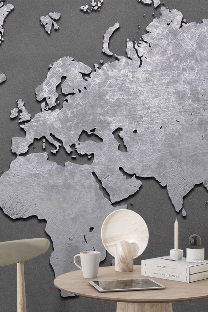 3D Dark World Map Wallpaper for Walls | Morphico