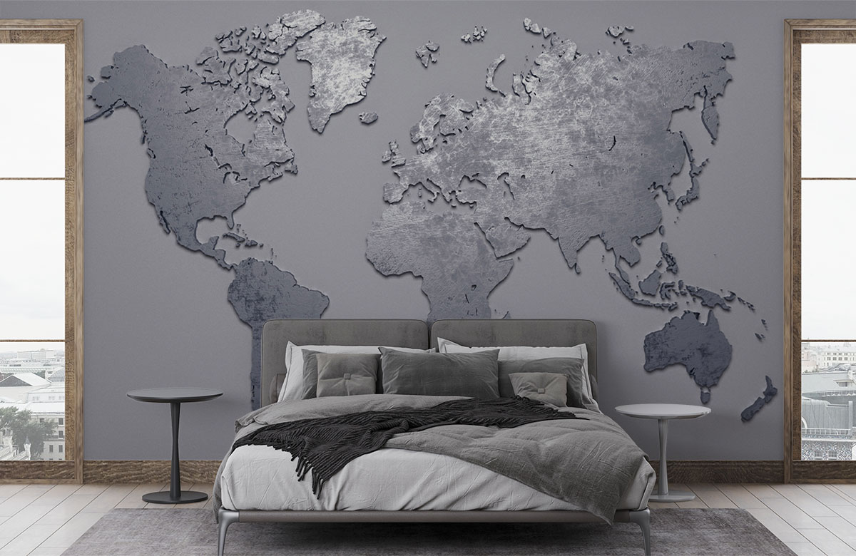 3D light World Map Wallpaper for Walls | Morphico