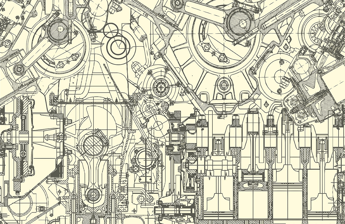 Engineering Drawing Wallpaper For Decor | Morphico