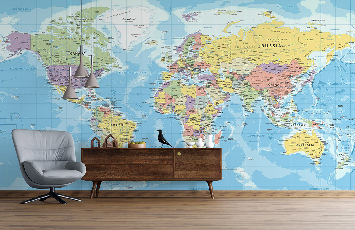 Large World Map Wallpaper for Wall | Morphico