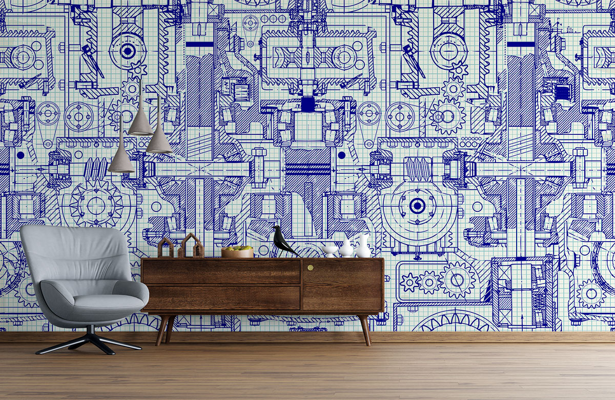 Blue Geometric Wallpaper For Classy Walls | Morphico