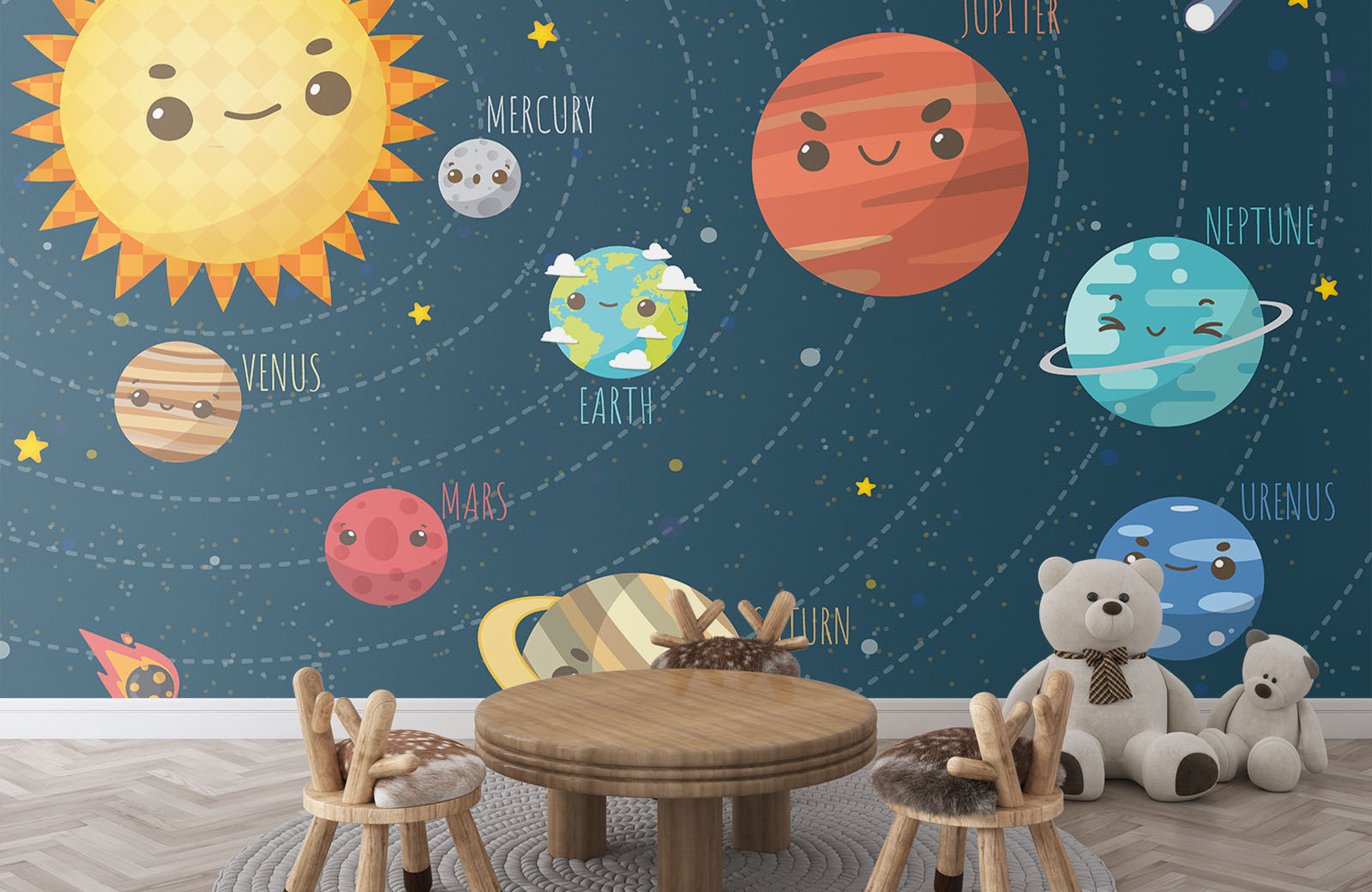 Animated Solar System Desktop Background Solar System Cartoon Stock