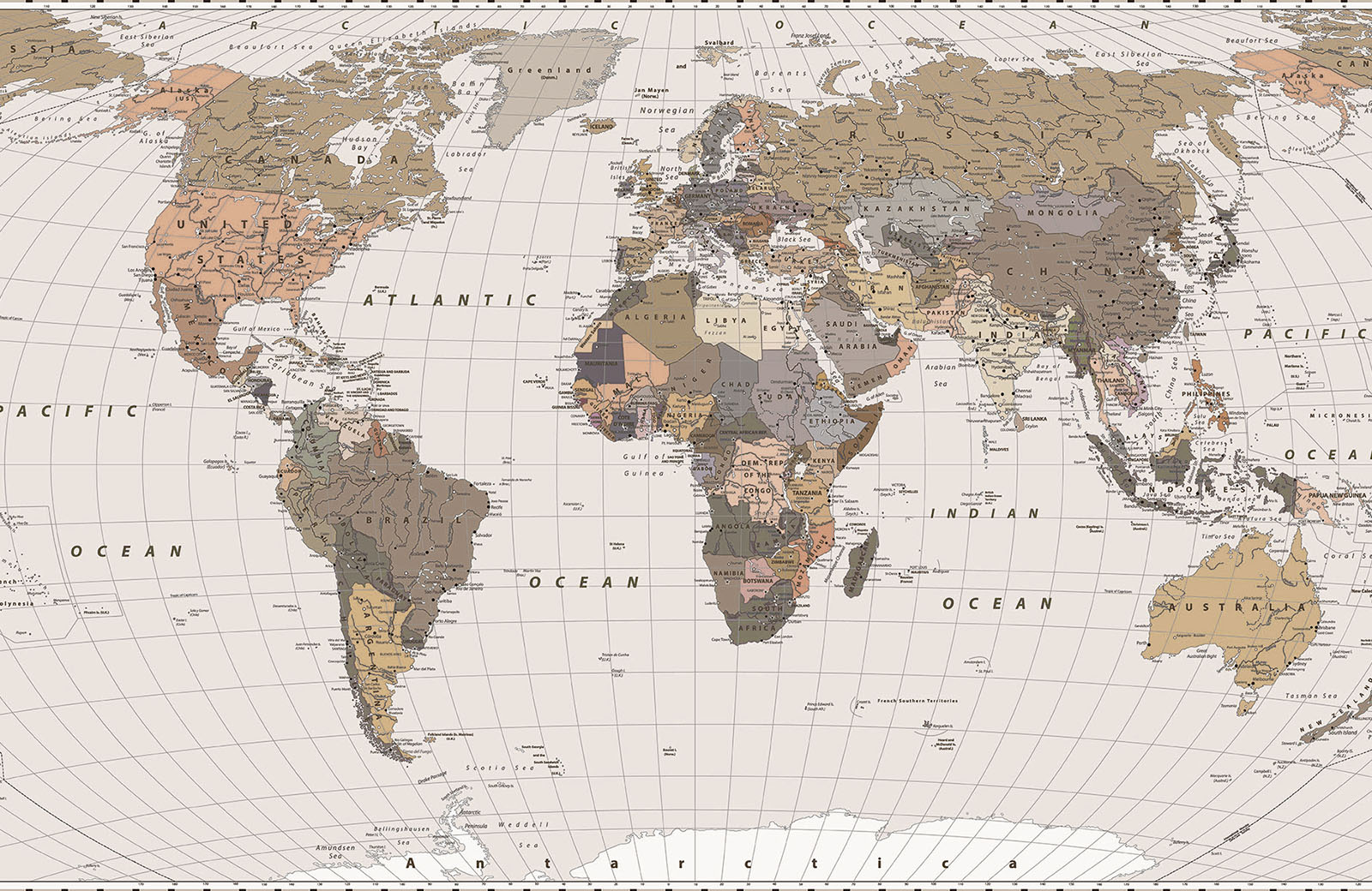 Peach World Map Wallpaper Design | Morphico