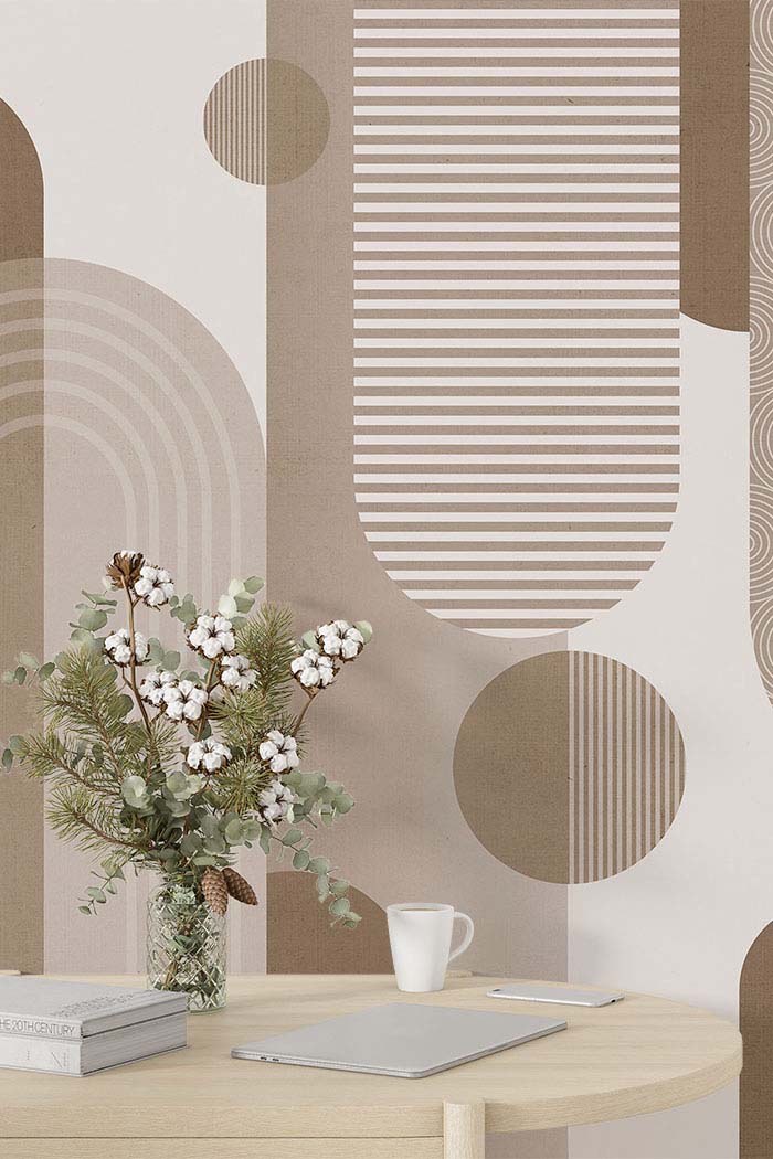 Beige Arches Geometric Shapes Wallpaper For Walls | Morphico