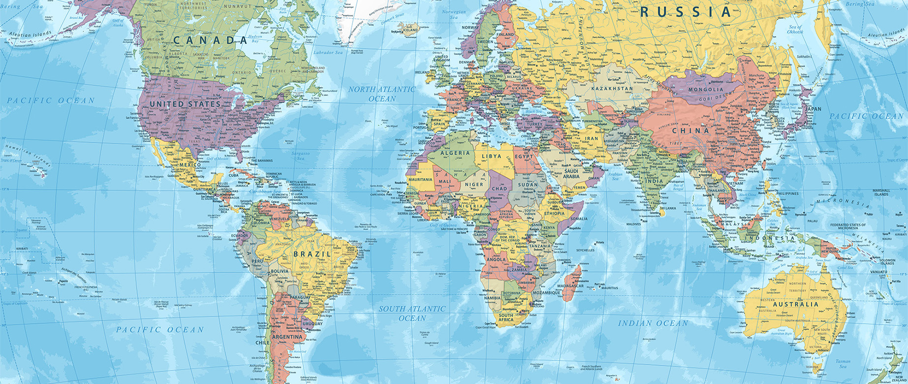 Blue World Map Wallpaper for Walls | Morphico