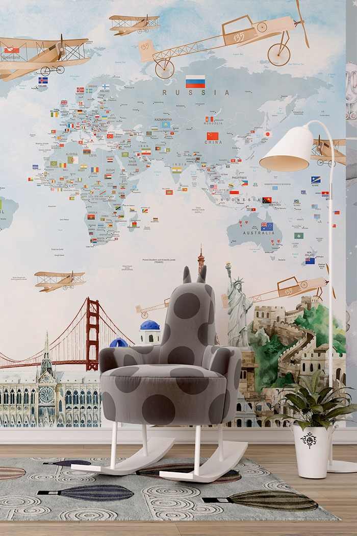 Travel Map Wallpaper For Classy Walls | Morphico