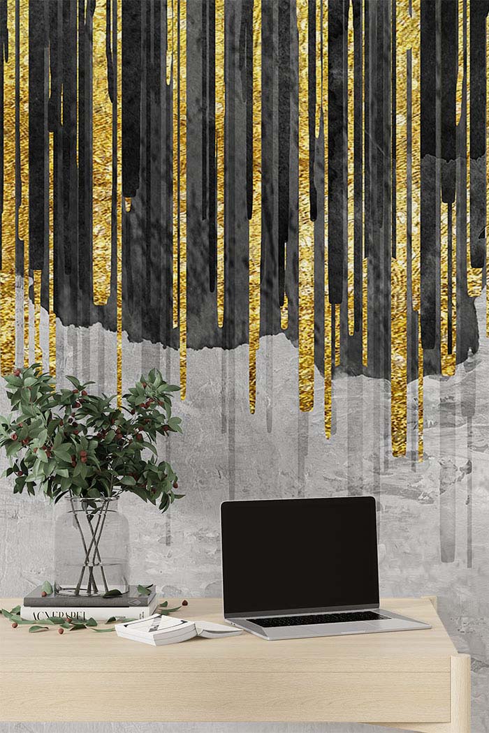 Gold Stripe Wall for Bedroom |Morphico