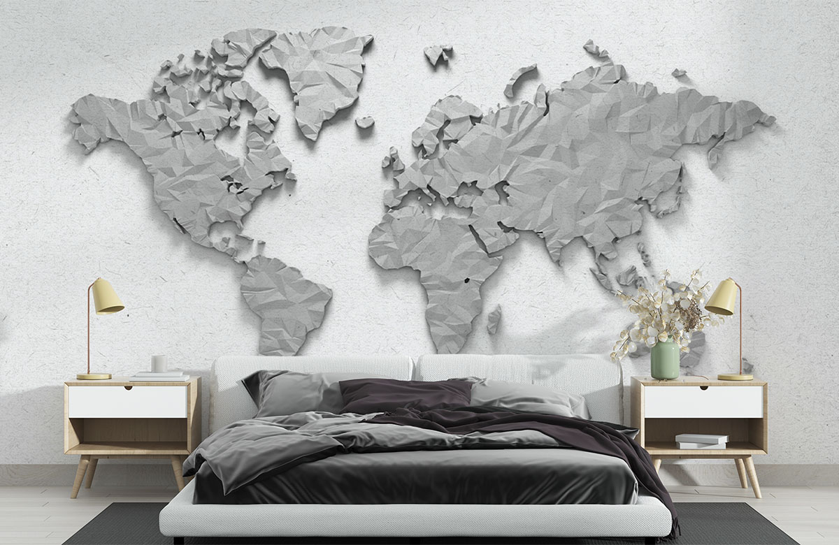 3D World Map Wallpaper for Walls | Morphico