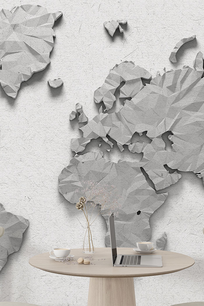 3D World Map Wallpaper for Walls | Morphico