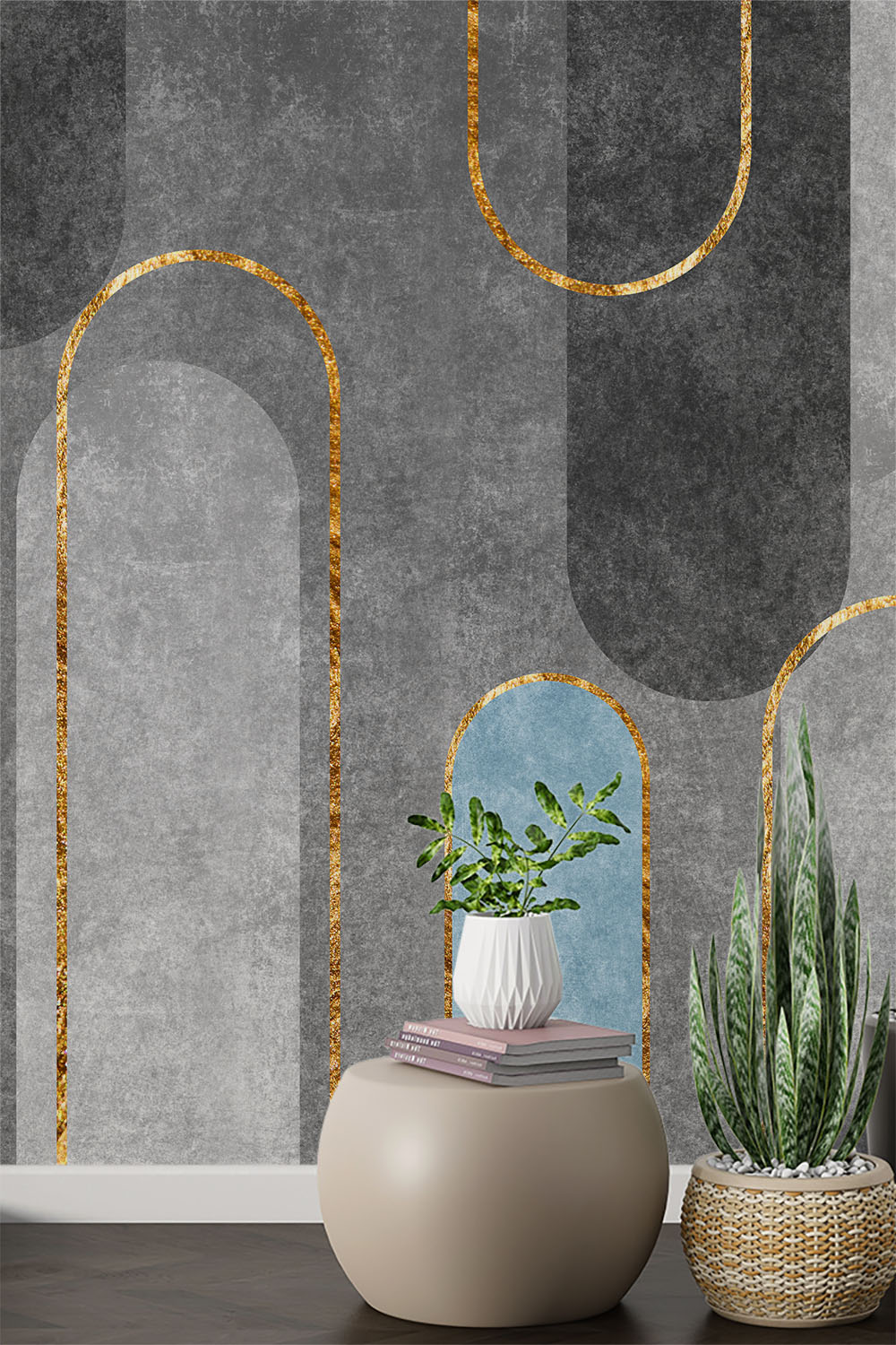 Abstract Arches On Grunge Wall Wallpaper For Walls | Morphico