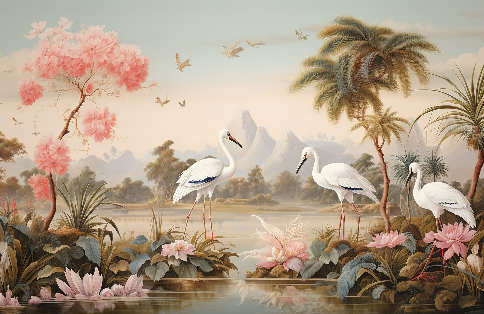 Pink Chinoiserie Wallpaper For Bedroom | Morphico