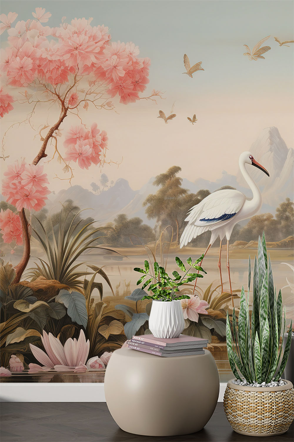 Pink Chinoiserie Wallpaper For Bedroom | Morphico