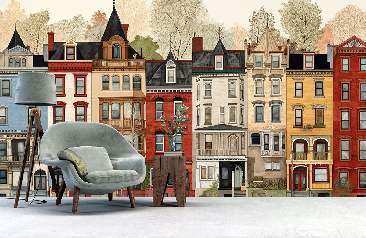 Row House Wallpaper for kids Room | Morphico