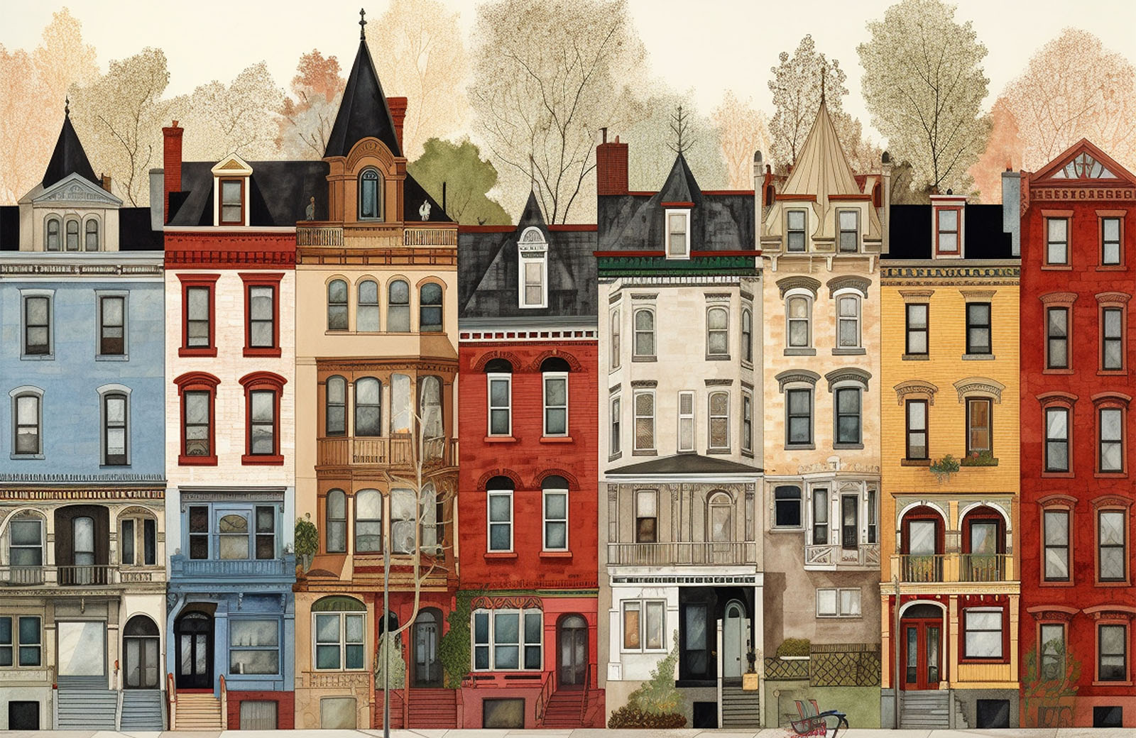 Row House Wallpaper for kids Room | Morphico