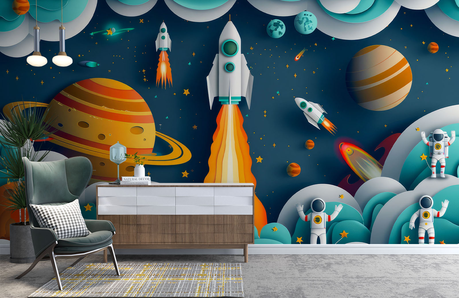 3D Space Wallpaper for Kids Room | Morphico