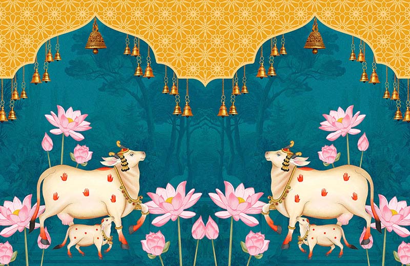 Pichwai Painting Wallpaper For Home Decor | Morphico